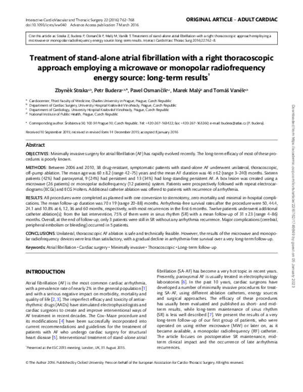 (PDF) Treatment of stand-alone atrial fibrillation with a right ...
