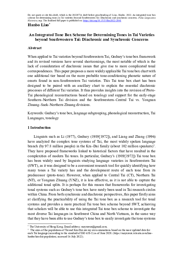 (PDF) An Integrated Tone Box Scheme for Determining Tones in Tai ...