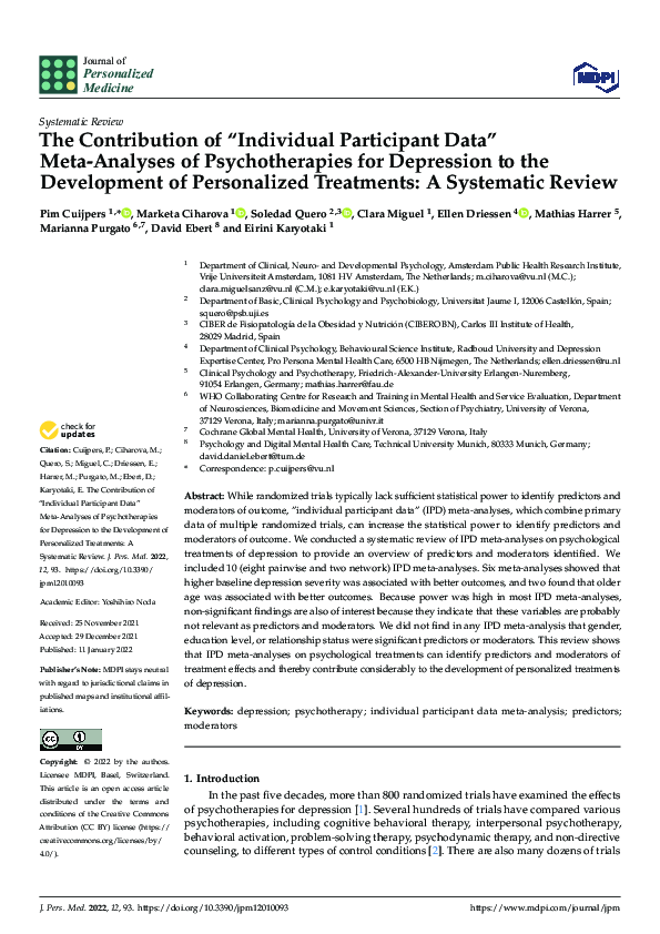 (PDF) The Contribution of “Individual Participant Data” Meta-Analyses ...