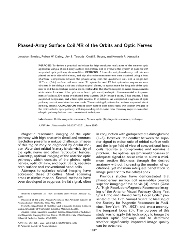 (PDF) Phased-array surface coil MR of the orbits and optic nerves