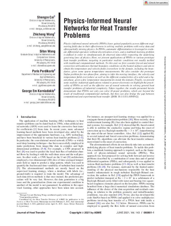 (PDF) Physics-Informed Neural Networks for Heat Transfer Problems