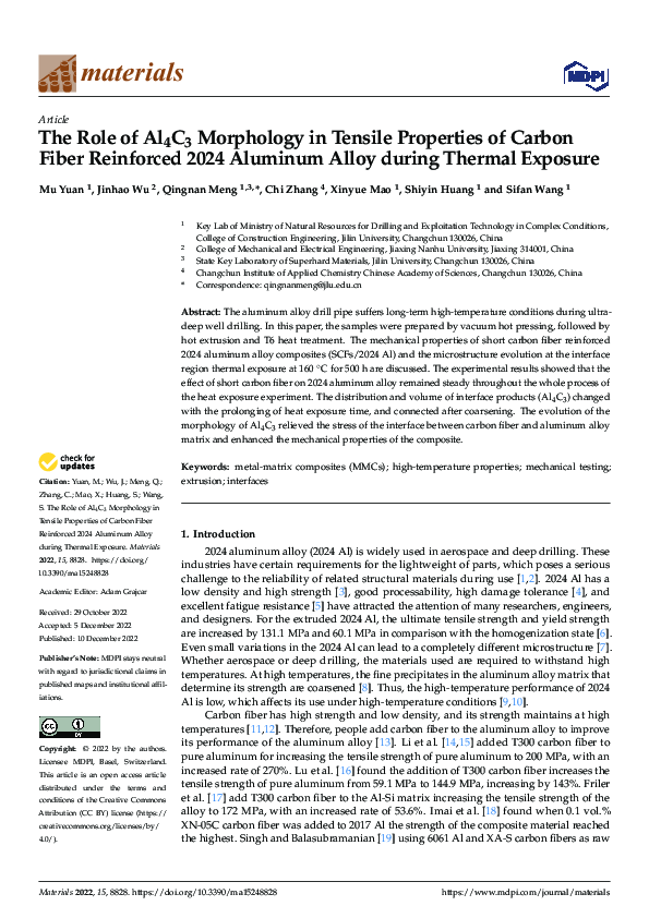 (PDF) The Role of Al4C3 Morphology in Tensile Properties of Carbon ...