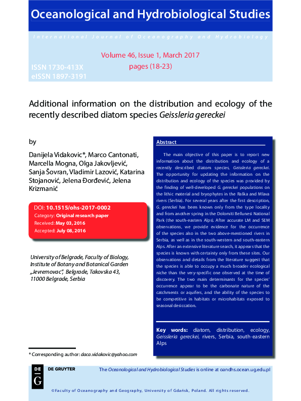 (PDF) Additional information on the distribution and ecology of the ...