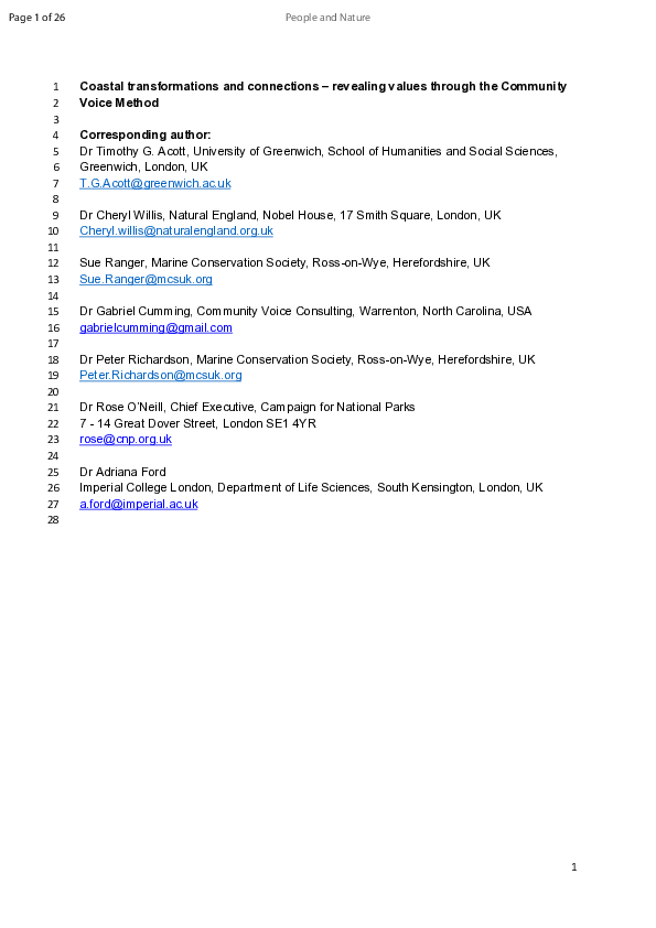 (PDF) Coastal transformations and connections: Revealing values through ...