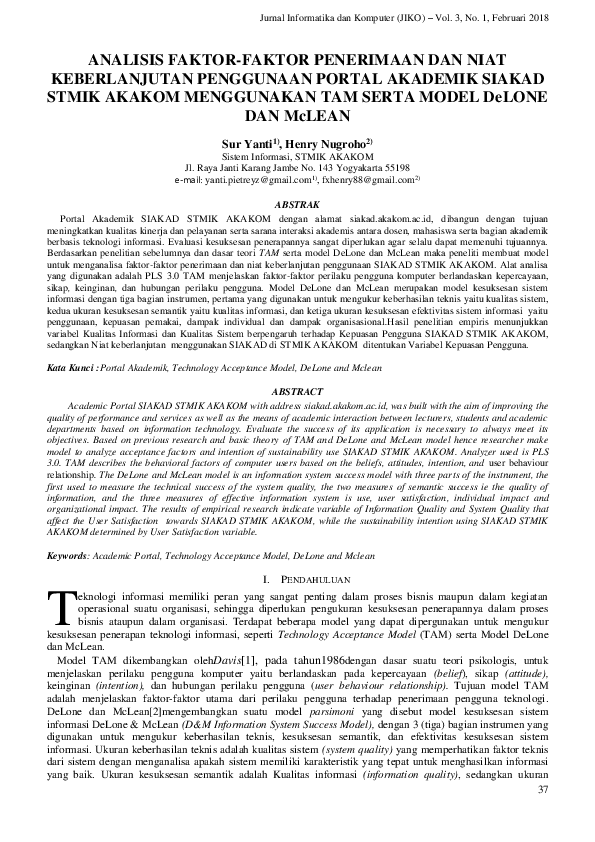 (PDF) Analisis Faktor-Faktor Penerimaan Dan Niat Keberlanjutan ...