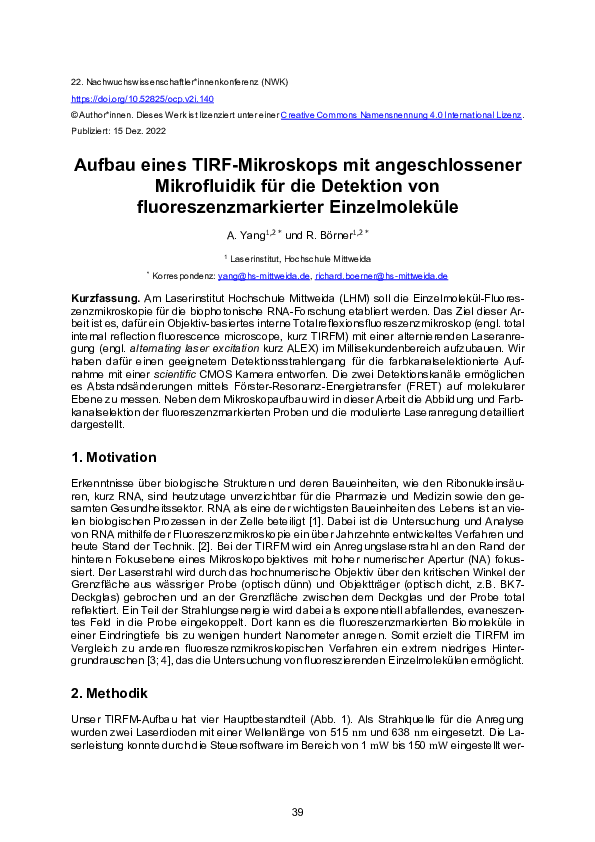 Setup of a TIRF Microscope With Attached Microfluidics for the ...