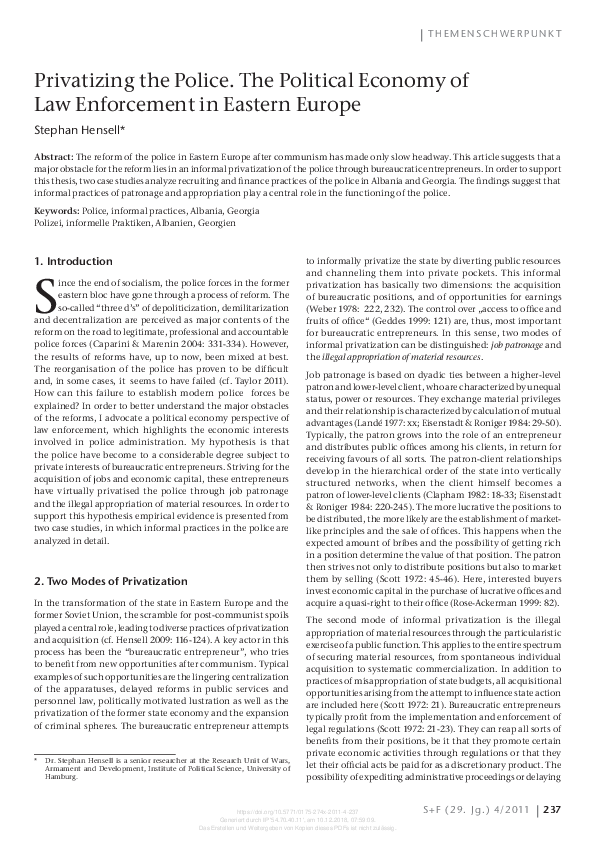 (PDF) Privatizing the Police. The Political Economy of Law Enforcement ...