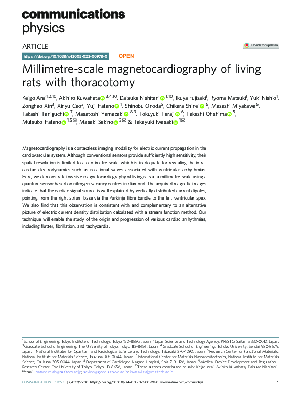 (PDF) Millimetre-scale magnetocardiography of living rats with thoracotomy