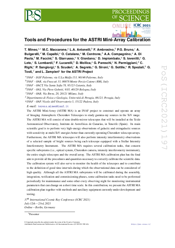 (PDF) Calibration Techniques for ASTRI Mini-Array