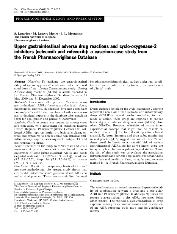 (PDF) Upper gastrointestinal adverse drug reactions and cyclo-oxygenase ...