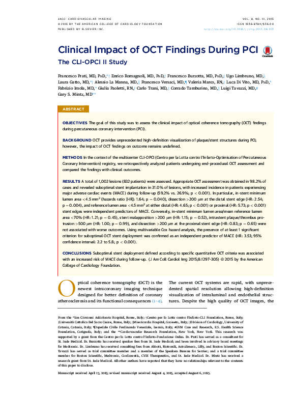 (PDF) Clinical Impact of OCT Findings During PCI: The CLI-OPCI II Study
