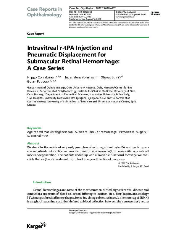 (PDF) Intravitreal r-tPA Injection and Pneumatic Displacement for ...