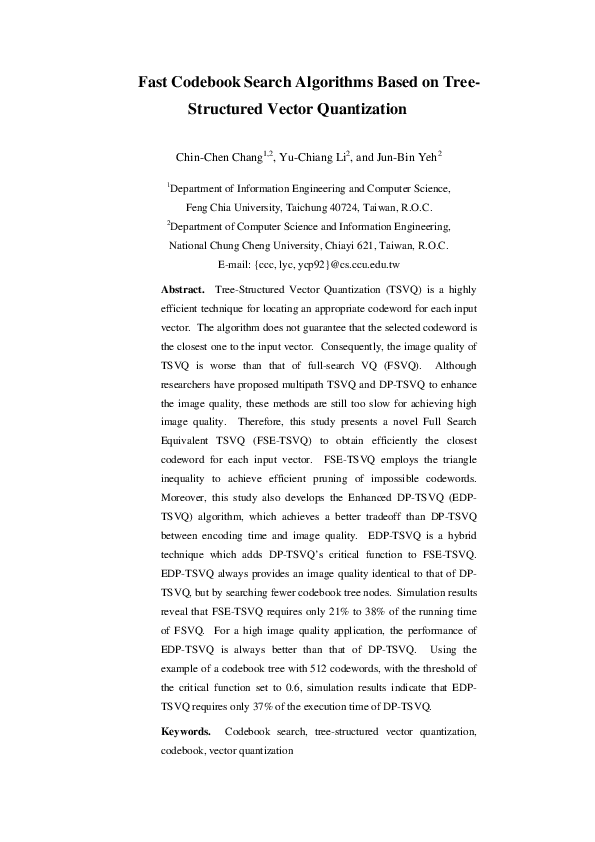(PDF) Fast codebook search algorithms based on tree-structured vector quantization
