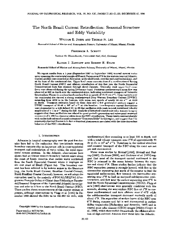(PDF) The North Brazil Current retroflection: Seasonal structure and ...