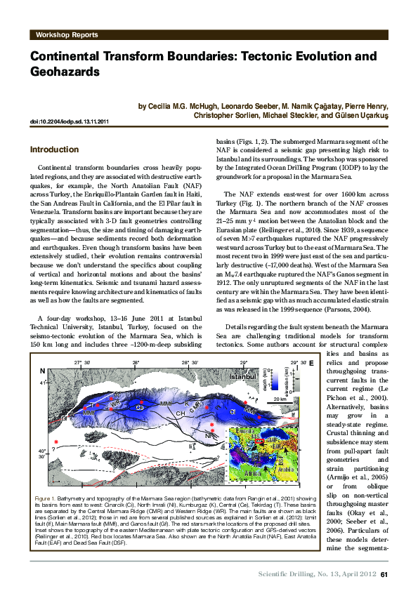 (PDF) Continental Transform Boundaries: Tectonic Evolution and Geohazards
