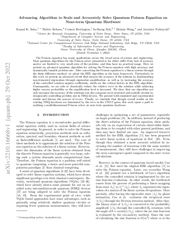 Pdf Advancing Algorithm To Scale And Accurately Solve Quantum Poisson 9265