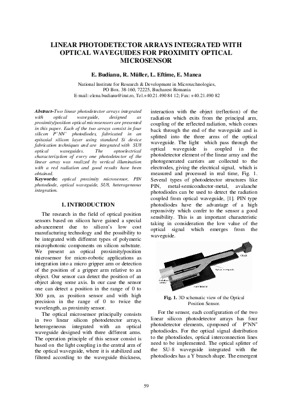 (PDF) Linear photodetector arrays integrated with optical waveguides for proximity optical ...
