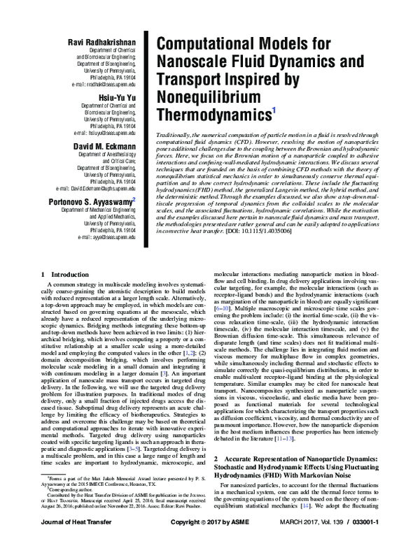 (PDF) Nanoscale Fluid Dynamics via Nonequilibrium Methods