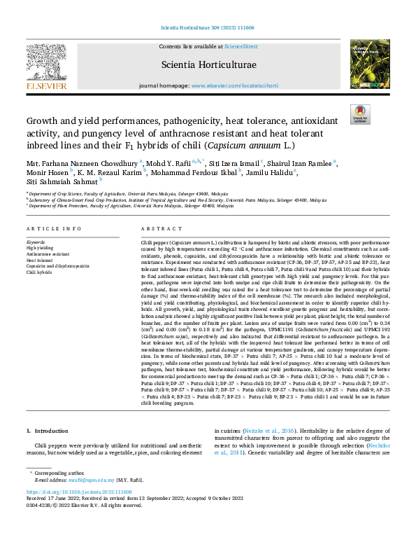 (PDF) Growth and yield performances, pathogenicity, heat tolerance ...