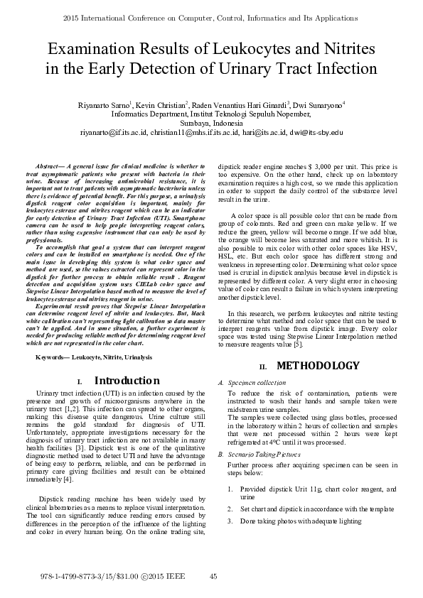 (PDF) Examination results of leukocytes and nitrites in the early ...