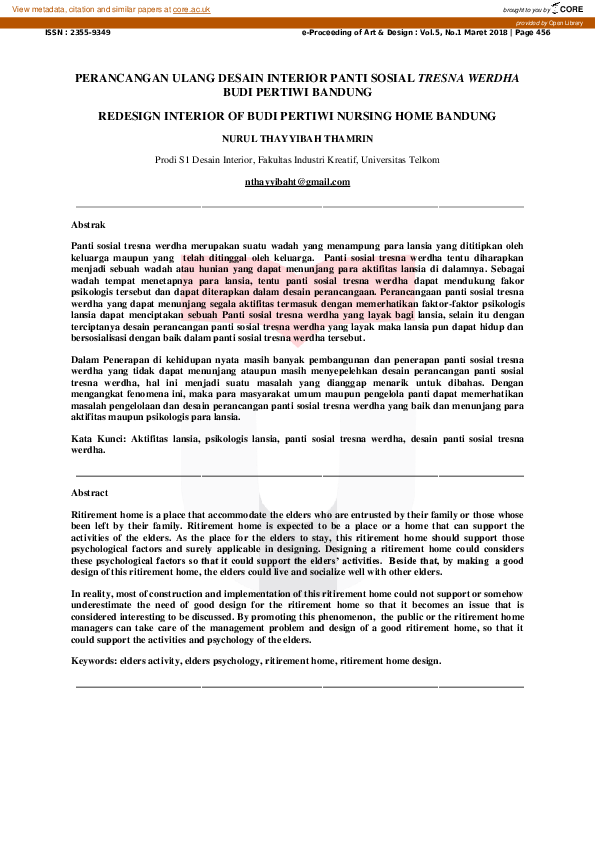 (PDF) Perancangan Ulang Desain Interior Panti Sosial Tresna Werdha Budi Pertiwi Bandung