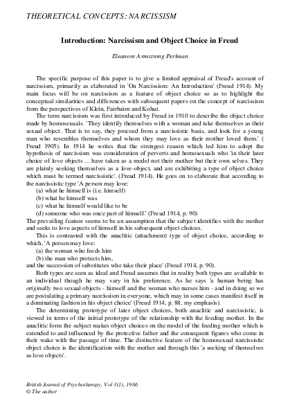 (PDF) Introduction: Narcissism and Object Choice in Freud