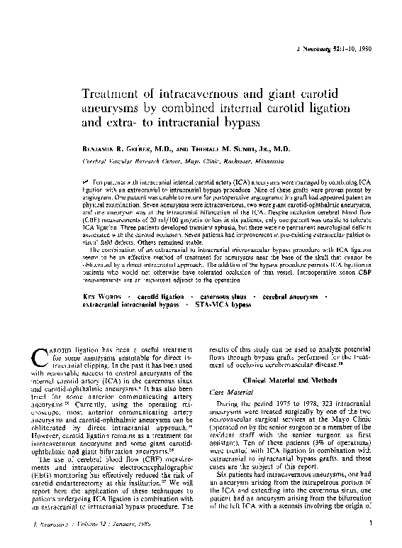 (PDF) Treatment of intracavernous and giant carotid aneurysms by ...