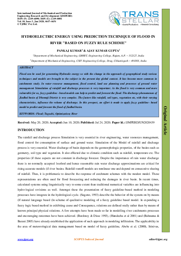 (PDF) Fuzzy Model for Flood Prediction in Jiadhal Basin