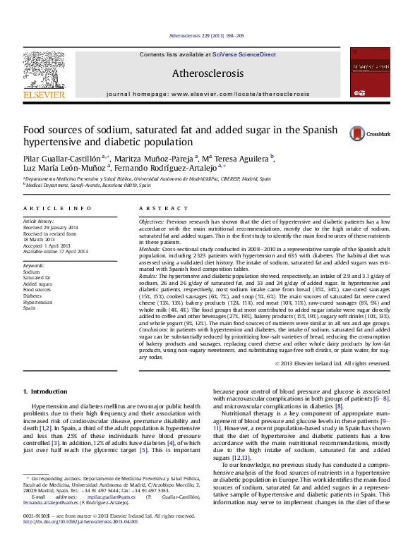 (PDF) Food sources of sodium, saturated fat and added sugar in the ...