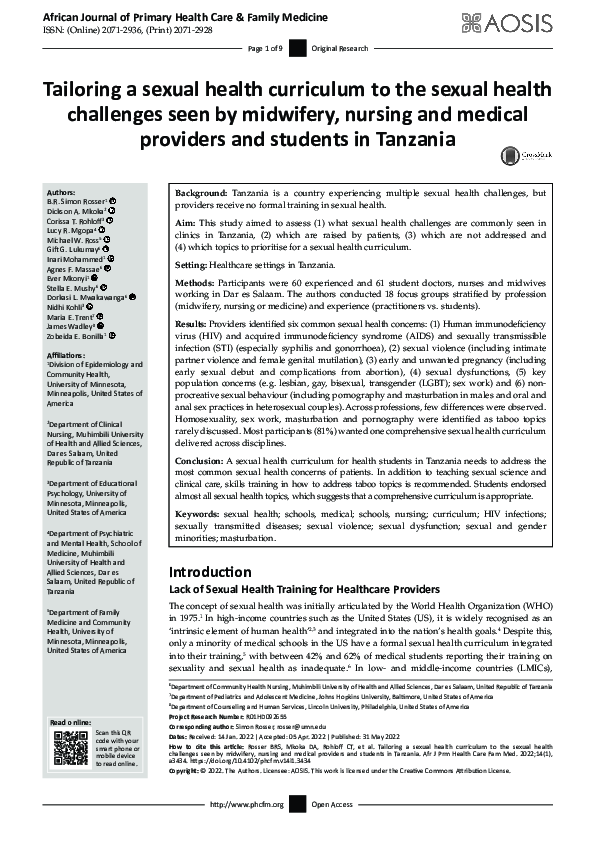 (PDF) Tailoring a sexual health curriculum to the sexual health ...