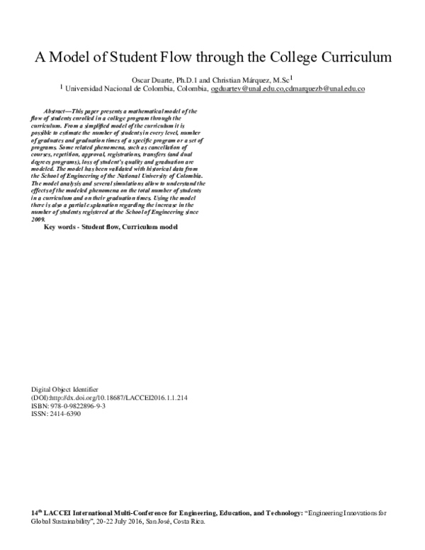 (PDF) A model of student flow through the college curriculum