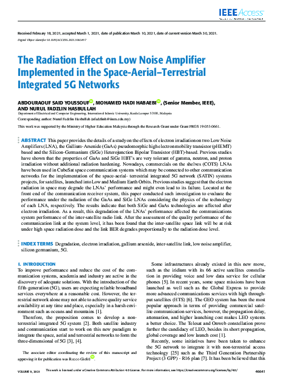 (PDF) The Radiation Effect on Low Noise Amplifier Implemented in the ...