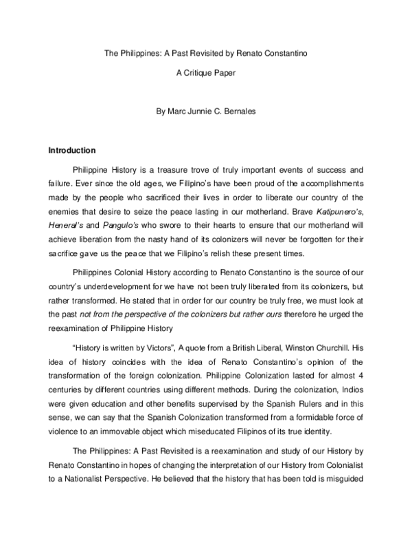 (PDF) The Philippines: A Past Revisited by Renato Constantino A ...
