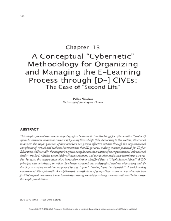 (PDF) A Conceptual “Cybernetic” Methodology for Organizing and Managing the E-Learning Process ...