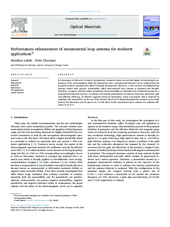 (PDF) Performances enhancement of metamaterial loop antenna for ...