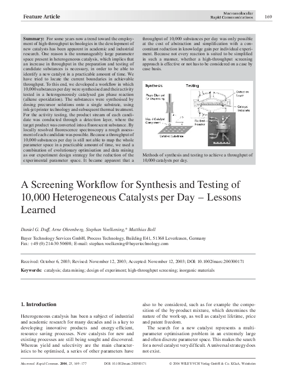 (PDF) High-Throughput Screening of 10,000 Catalysts