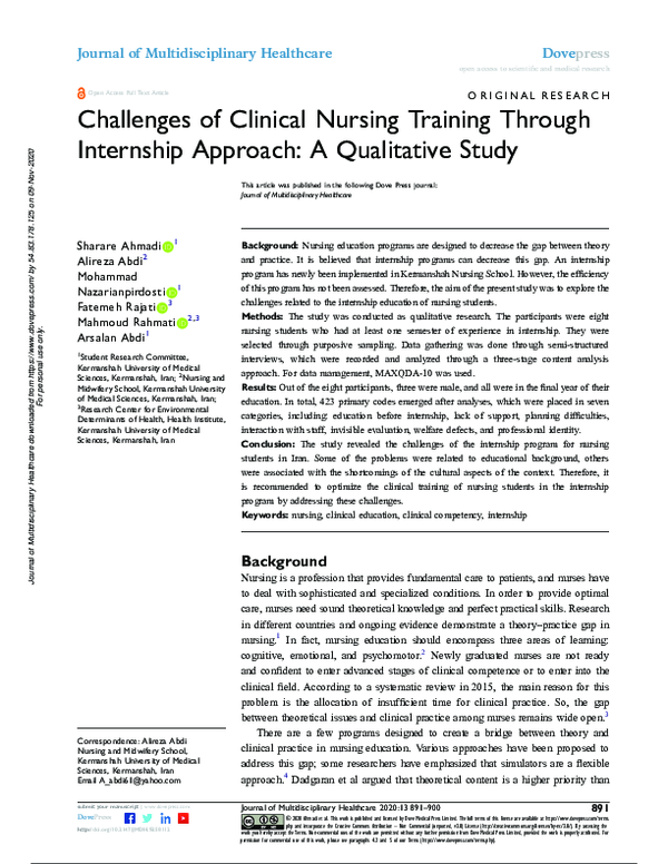 (PDF) Challenges of Clinical Nursing Training Through Internship ...