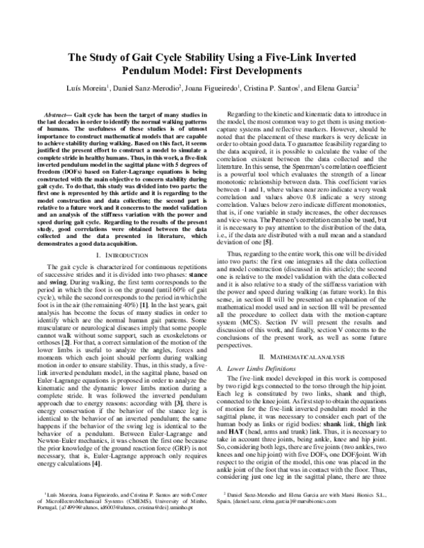 (PDF) Study of Gait Cycle Using a Five-Link Inverted Pendulum Model ...