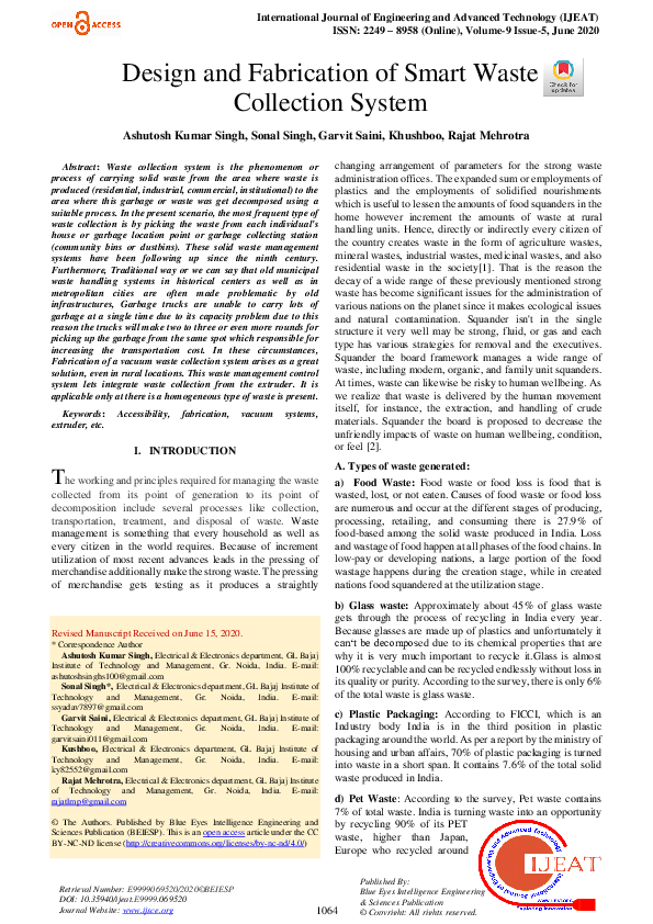 (PDF) Design and Fabrication of Smart Waste Collection System