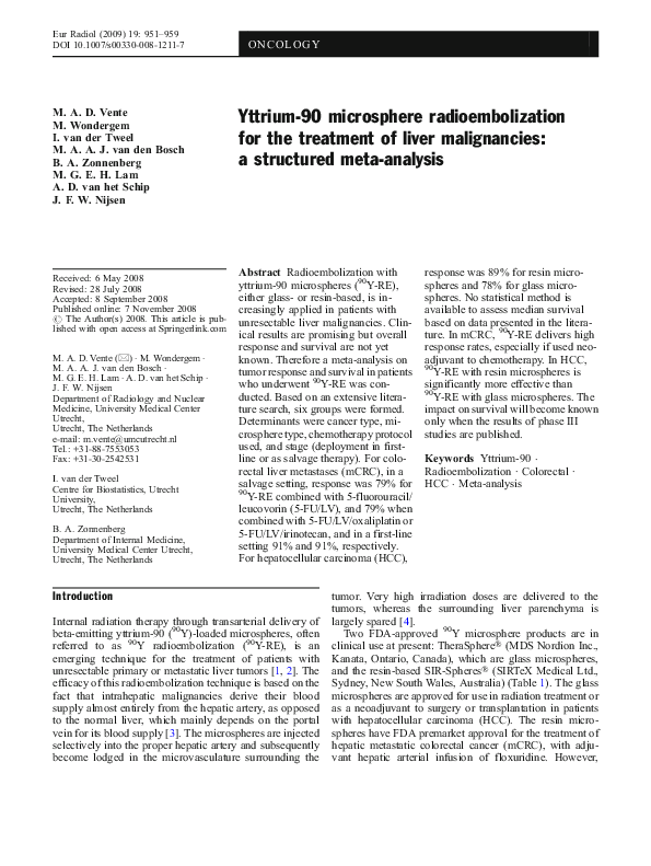 (PDF) Yttrium-90 microsphere radioembolization for the treatment of liver malignancies: a ...