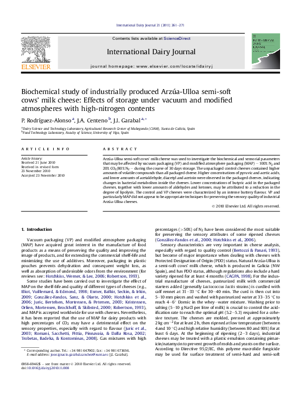 (PDF) Biochemical study of industrially produced Arzúa-Ulloa semi-soft ...