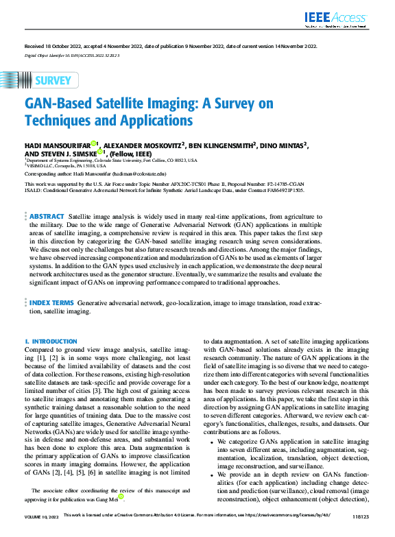 (PDF) GAN-Based Satellite Imaging: A Survey on Techniques and Applications