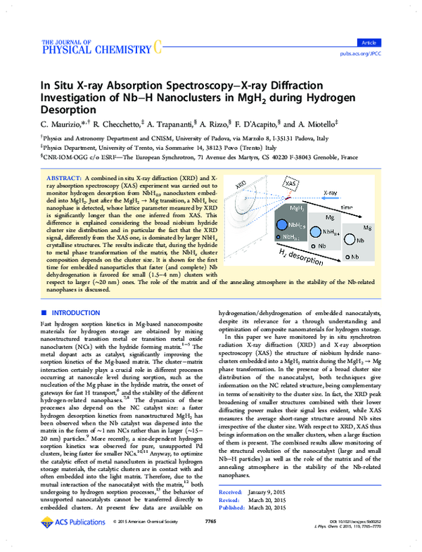 (PDF) In Situ X-ray Absorption Spectroscopy–X-ray Diffraction Investigation of Nb–H Nanoclusters ...