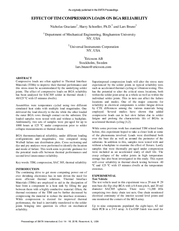 (PDF) Effect of Tim Compression Loads on Bga Reliability