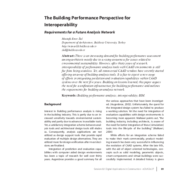 (PDF) The building performance perspective for interoperability ...