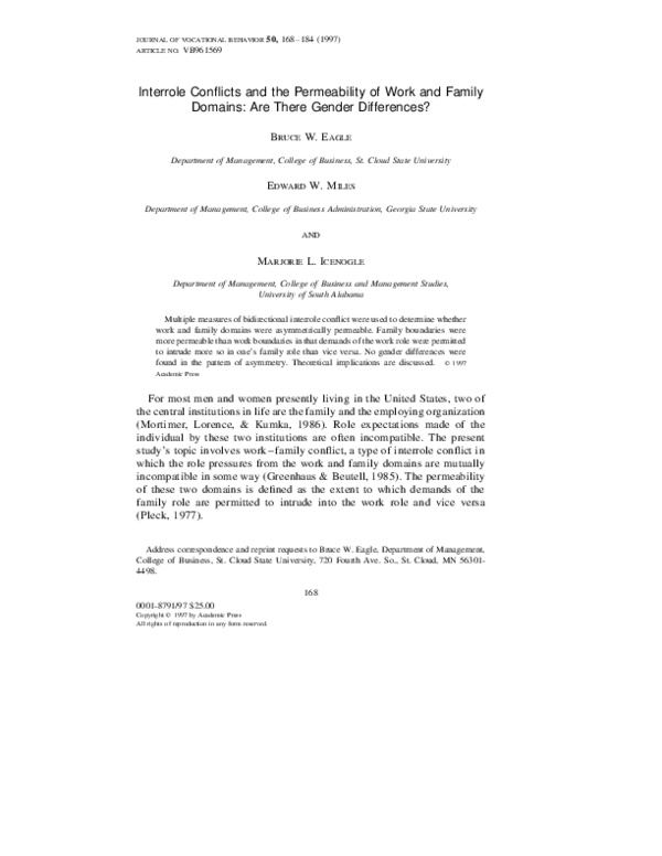 (PDF) Interrole Conflicts and the Permeability of Work and Family ...