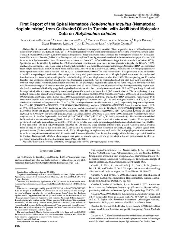 (PDF) First Report of the Spiral Nematode Rotylenchus incultus ...