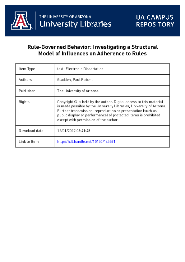 (PDF) 1 Rule Governed Behavior: Investigating a Structural Model of ...