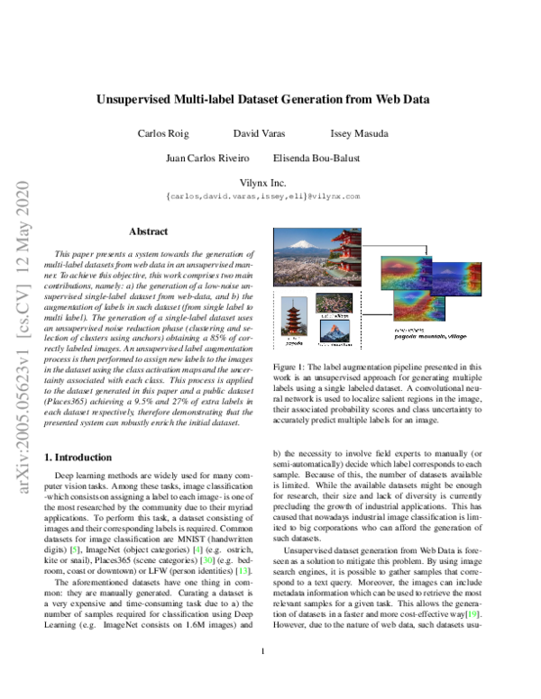 (PDF) Unsupervised Multi-label Dataset Generation from Web Data | David Varas - Academia.edu