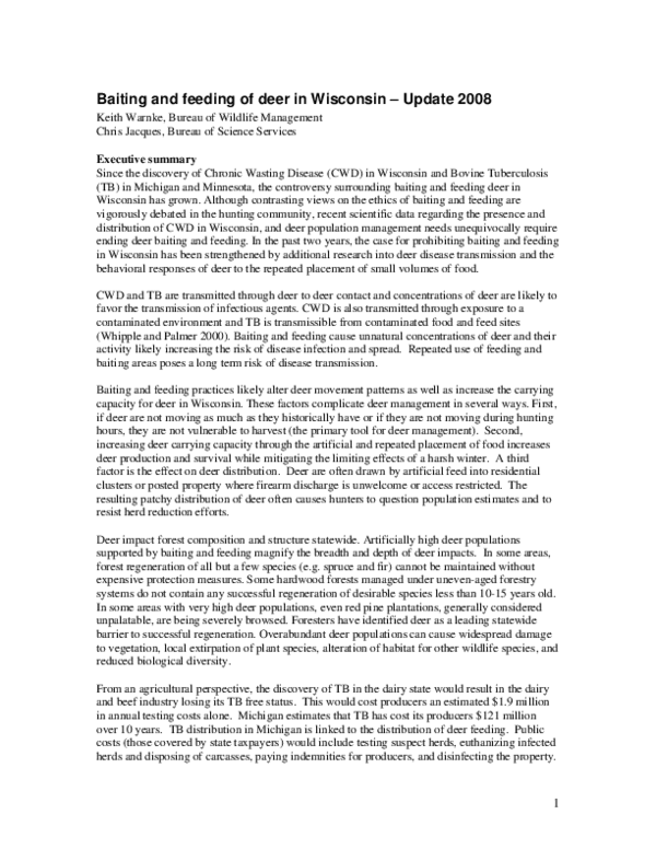 (PDF) Baiting and feeding of deer in Wisconsin - Update 2008 | Keith ...